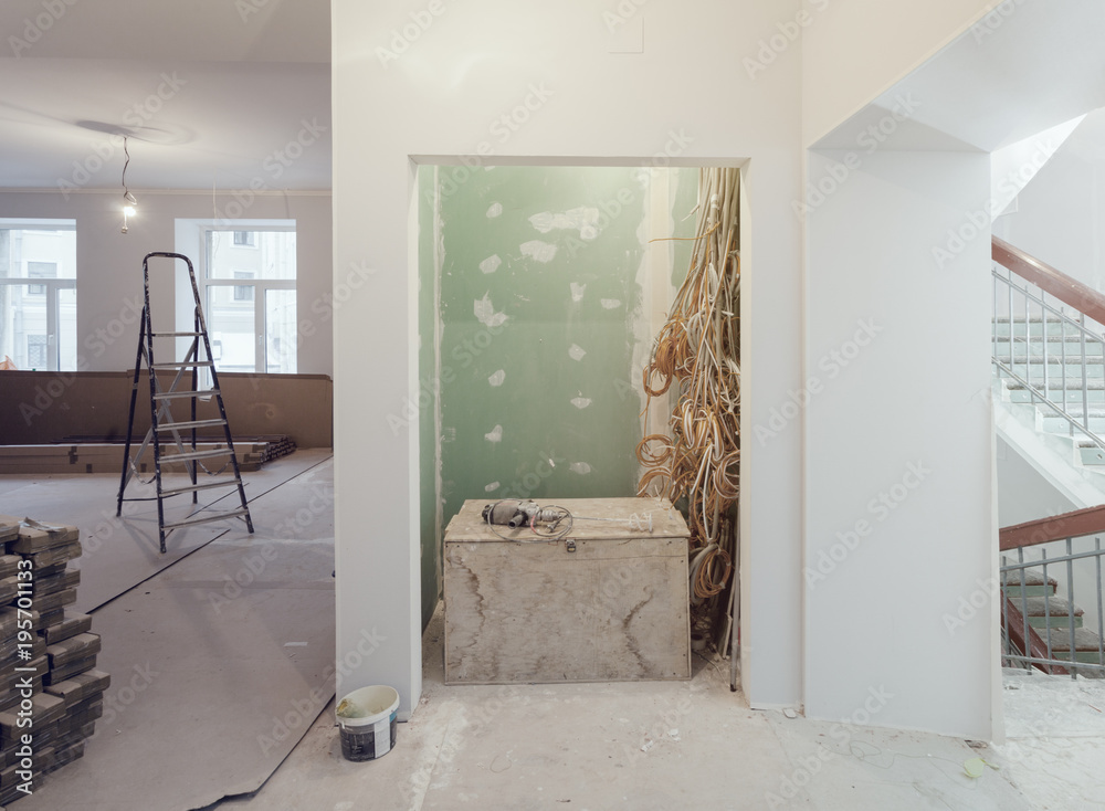 Interior of apartment during construction, remodeling, renovation ...