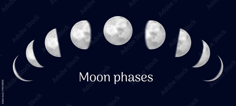 Realistic lunar calendar contains all months. Scheduler with moon ...