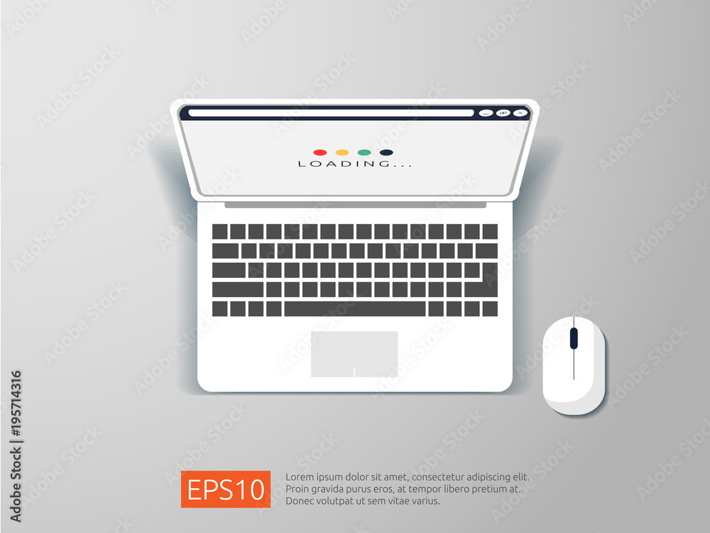 Loading page browser on top view laptop screen. flat style vector illustration Stock Vector ...