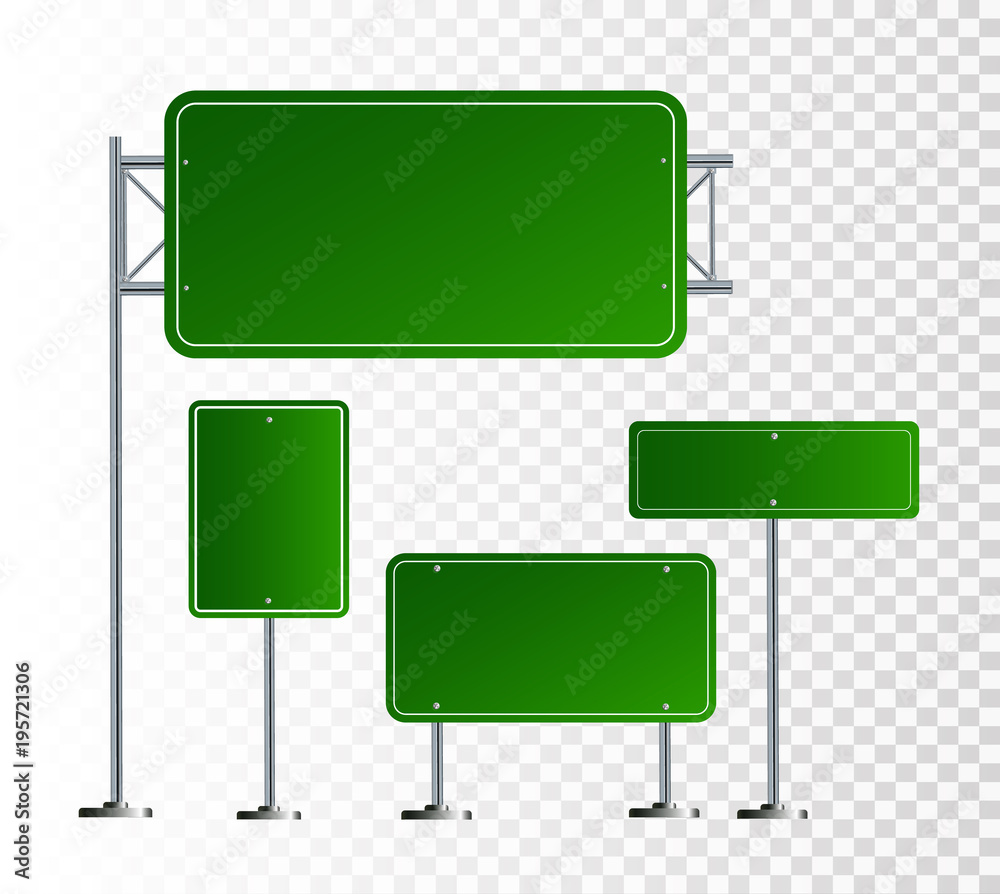 Set of road signs isolated on transparent background. Vector ...