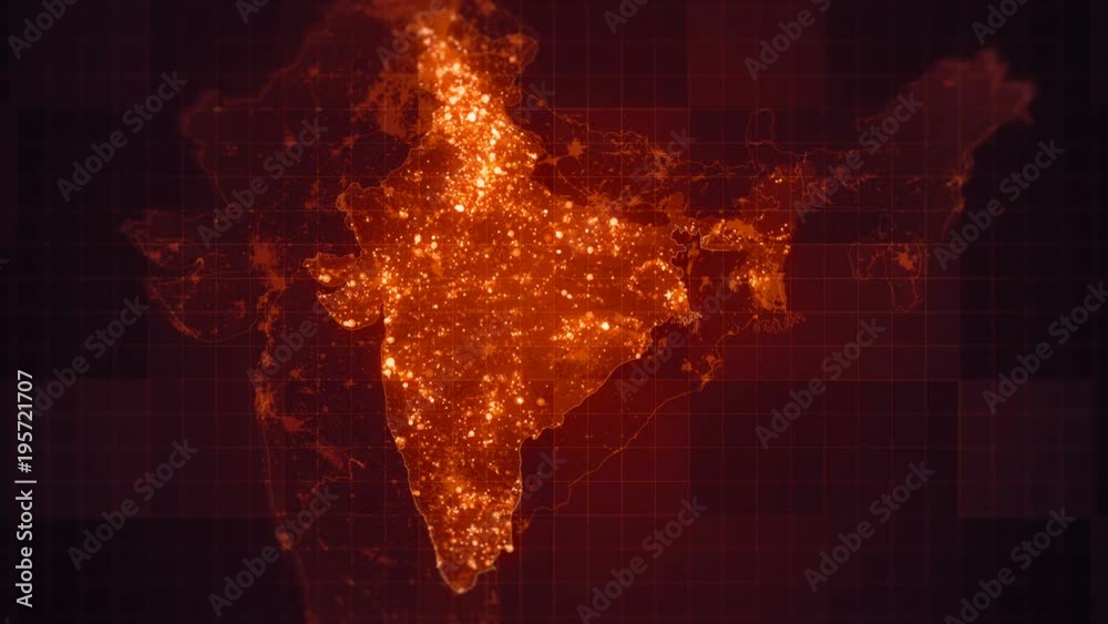 Vidéo Stock Looped animated India map with visual effects and glowing ...