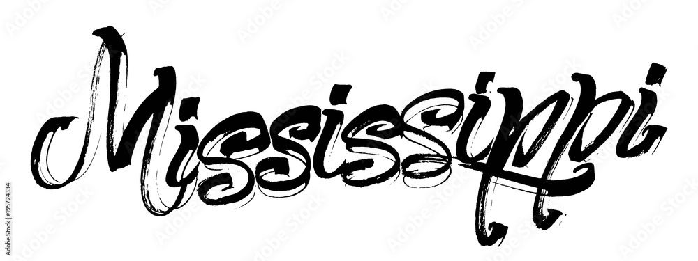 Mississippi. Modern Calligraphy Hand Lettering for Serigraphy Print ...