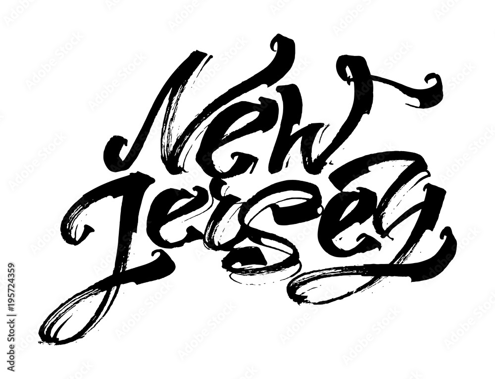 New Jersey. Modern Calligraphy Hand Lettering for Serigraphy Print ...
