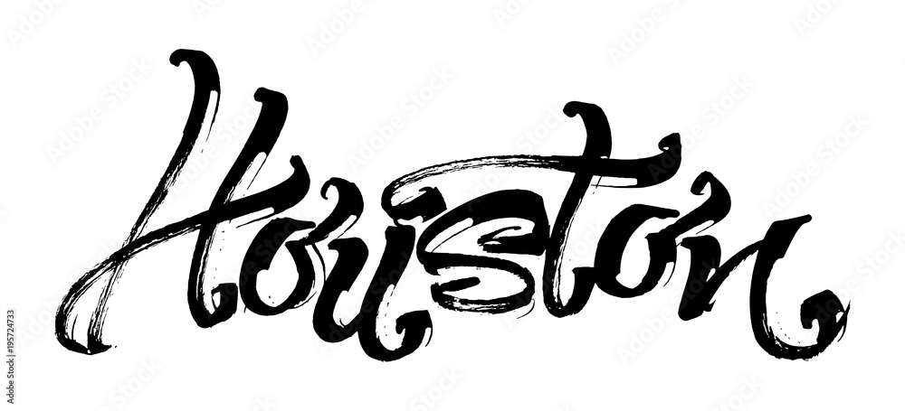 Houston. Modern Calligraphy Hand Lettering for Serigraphy Print Stock ...