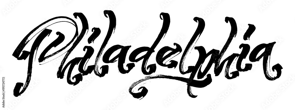 Philadelphia. Modern Calligraphy Hand Lettering for Serigraphy Print ...