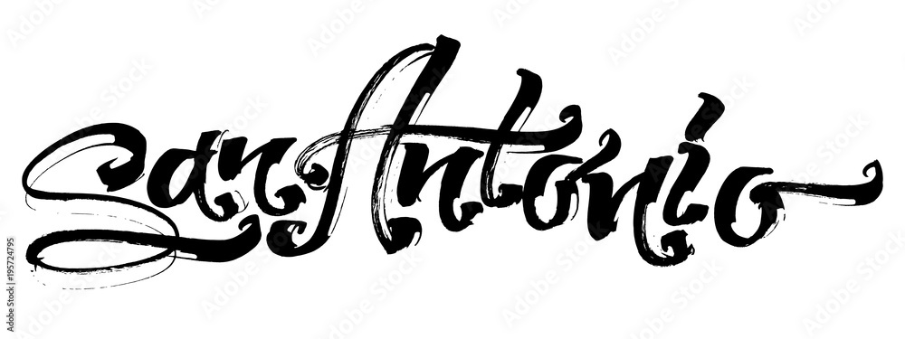 San Antonio. Modern Calligraphy Hand Lettering for Serigraphy Print ...