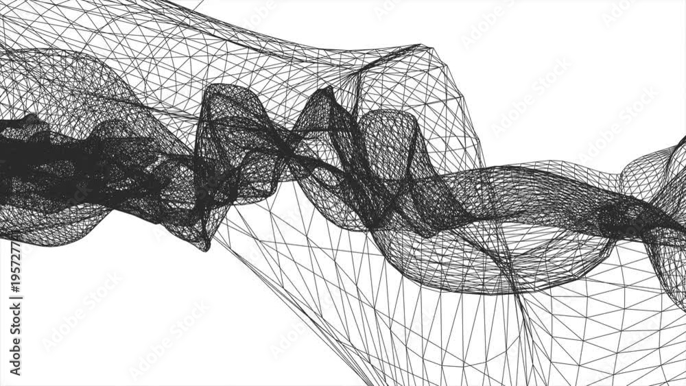 Vidéo Stock grid net abstract drawing polygonal wireframe smoke cloud ...