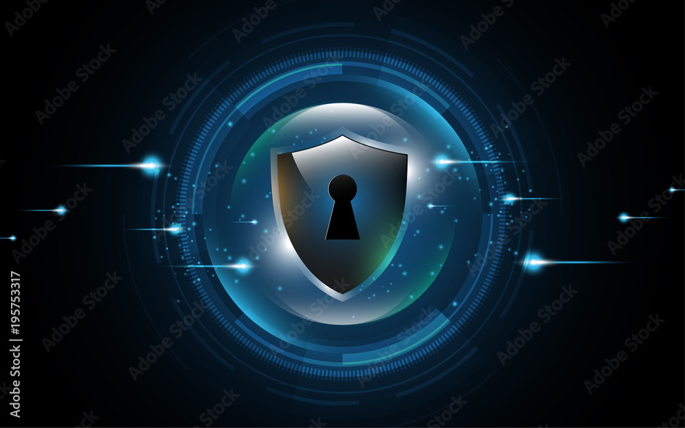3D Protected guard shield security concept Security cyber digital ...