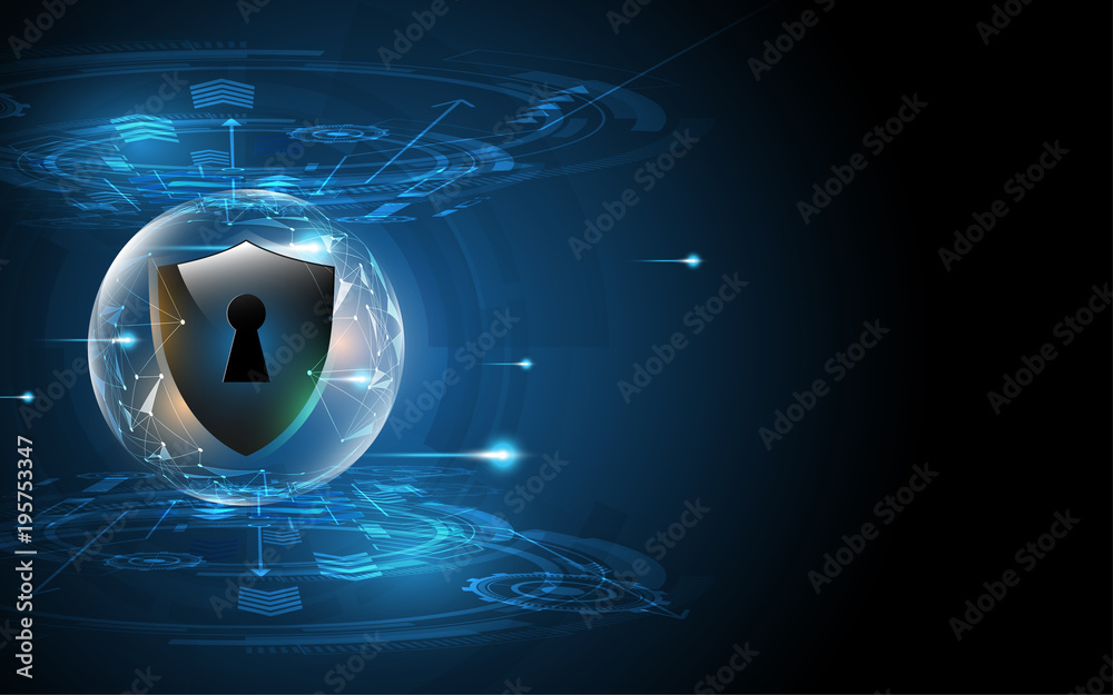 3D Protected guard shield security concept Security cyber digital ...