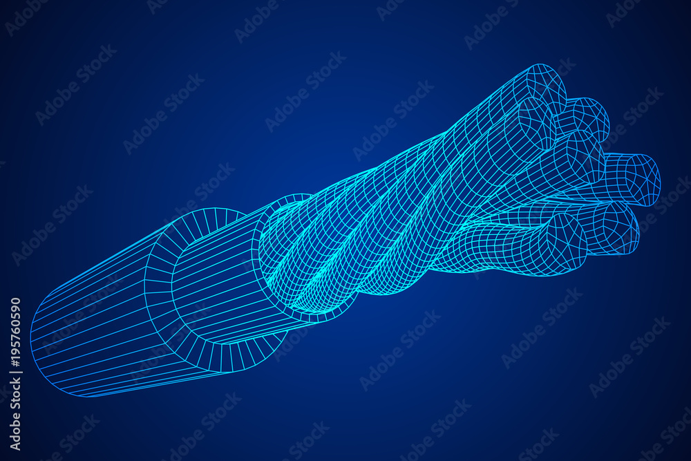 Electrical cable cleared wire. Wireframe low poly mesh vector ...