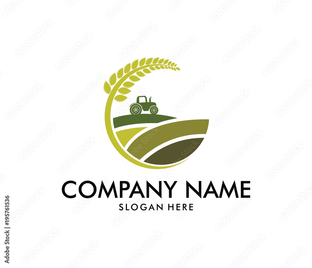 vector logo design for agriculture, agronomy, wheat farm, rural country ...