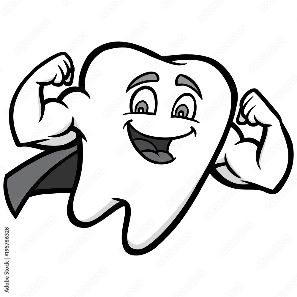 Super Tooth Illustration - A vector cartoon illustration of a Superhero ...