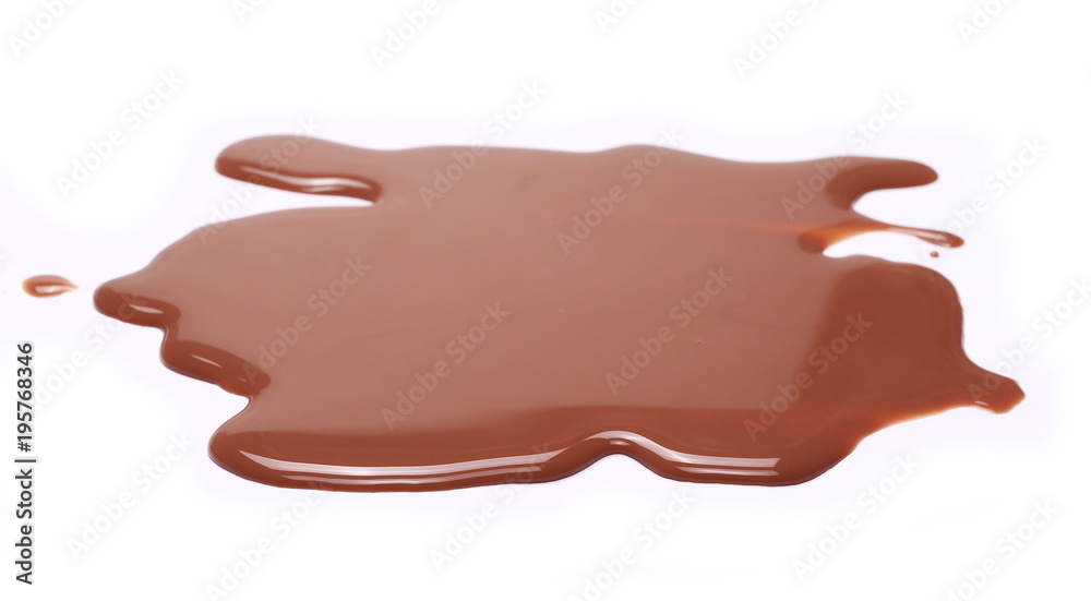 Spilled chocolate milk puddle isolated on white background Stock Photo ...