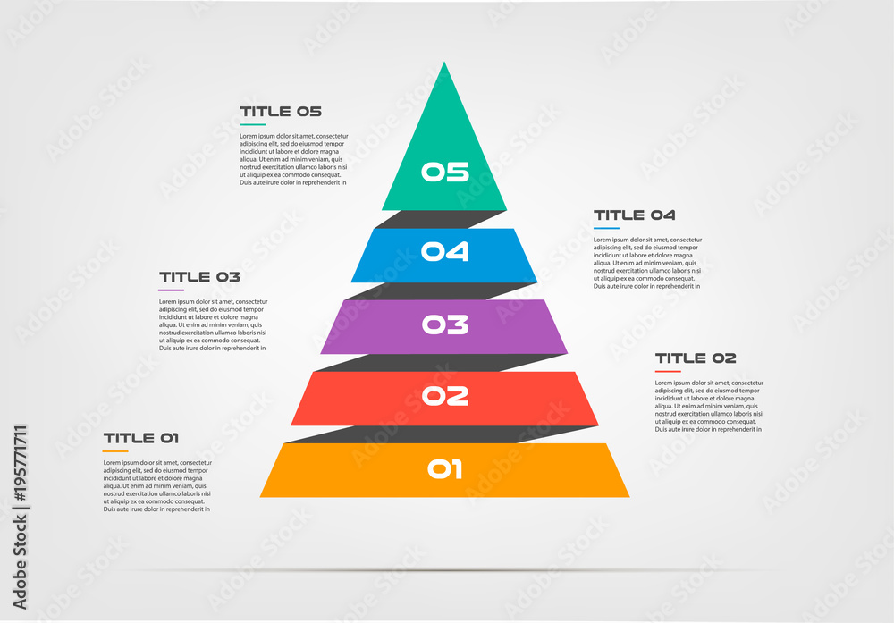Pyramids infographic concept. Vector template with 5 options, parts ...