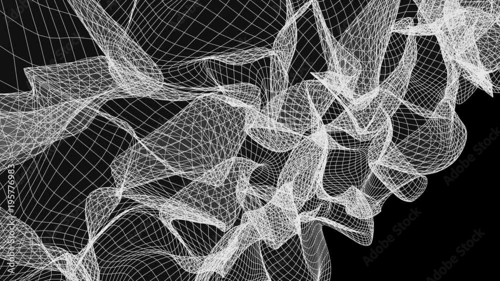 Vidéo Stock grid net abstract drawing polygonal wireframe smoke cloud ...