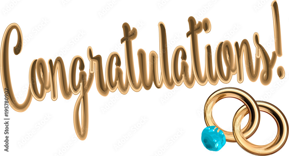 inscription Congratulations in gold letters on a white background ...