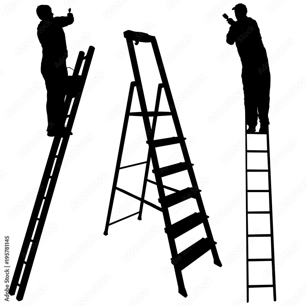 Worker Climbing Ladder