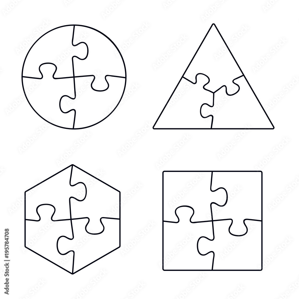Puzzle line icons collection, vector isolated outline set illustration ...