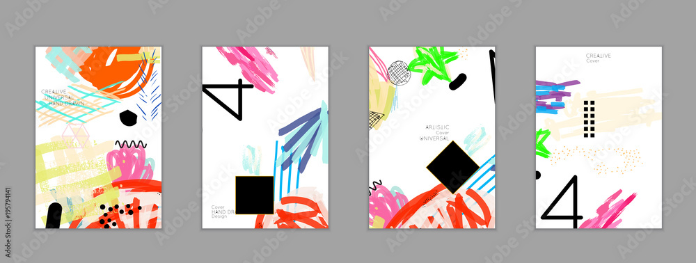 Abstract collage made with scribbles markercanyon strokesblack ...