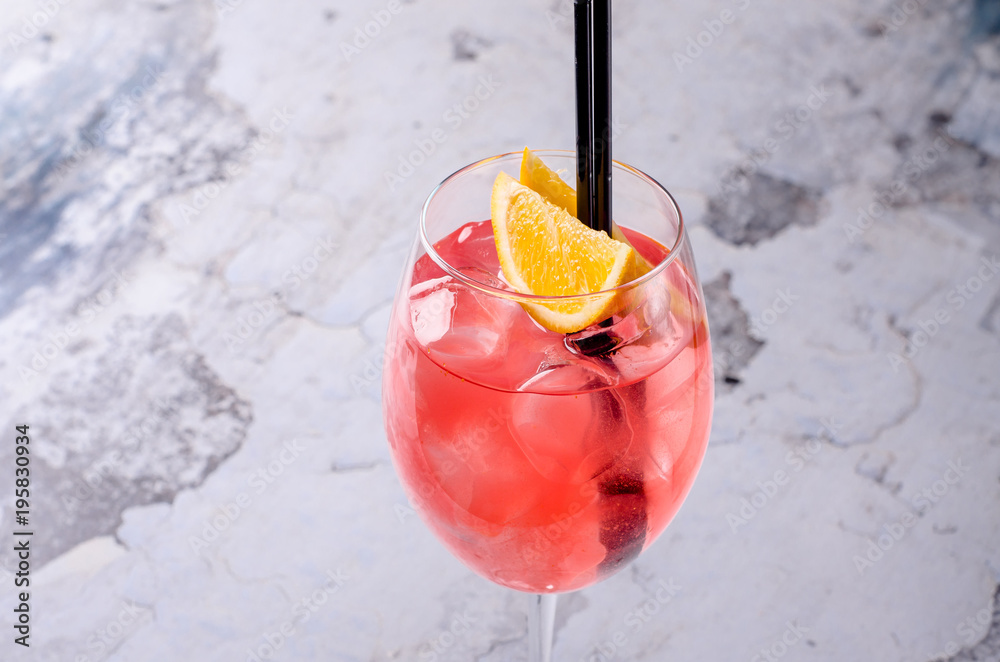 Classic Italian Aperol Spritz cocktail consisting of prosecco, aperitif ...