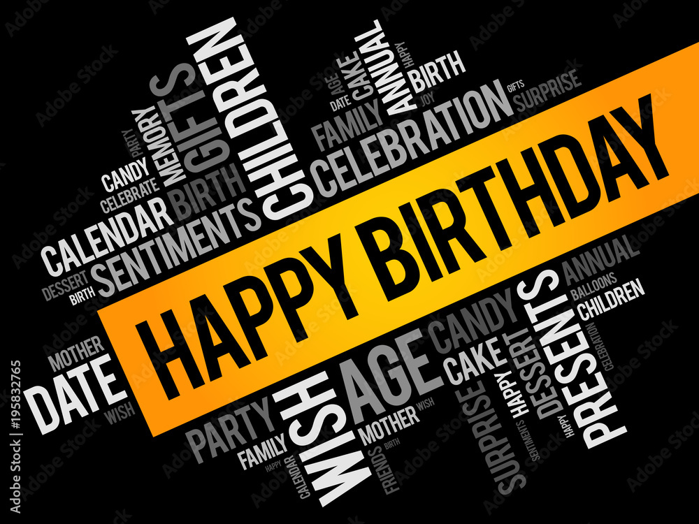 Happy Birthday word cloud collage, holiday concept background Stock ...