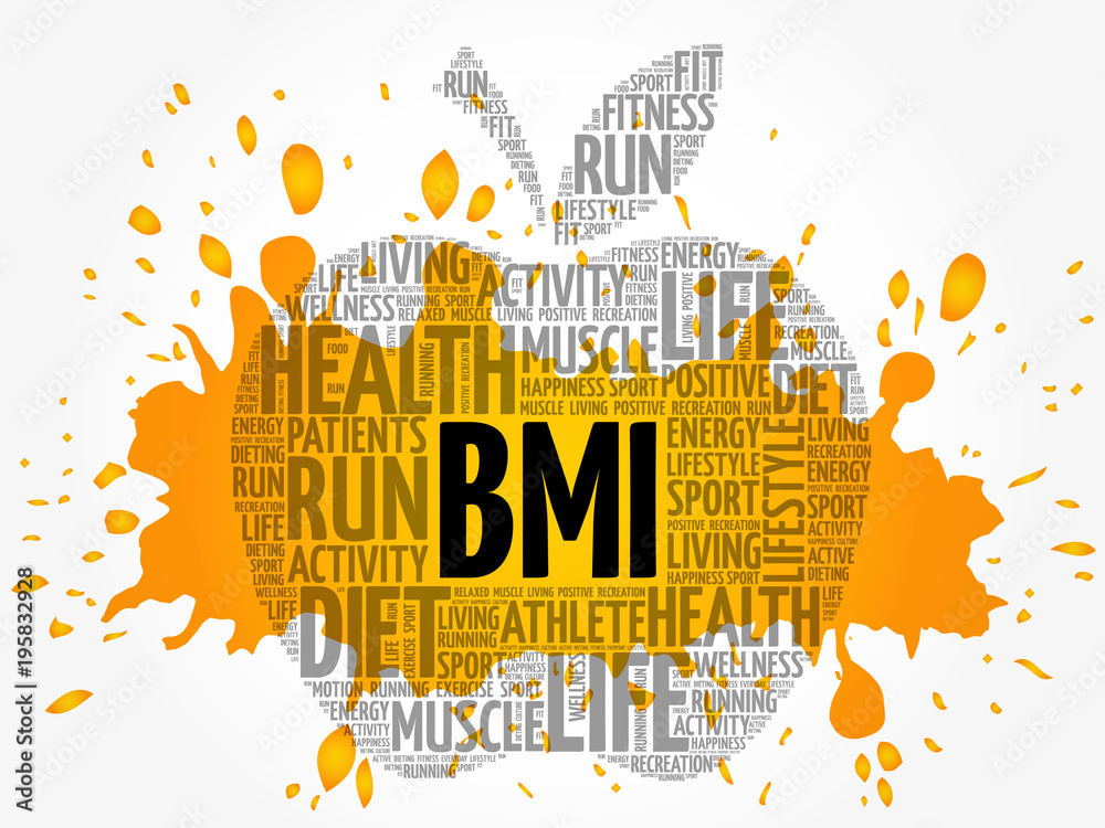 BMI - Body Mass Index, apple word cloud collage, health concept ...