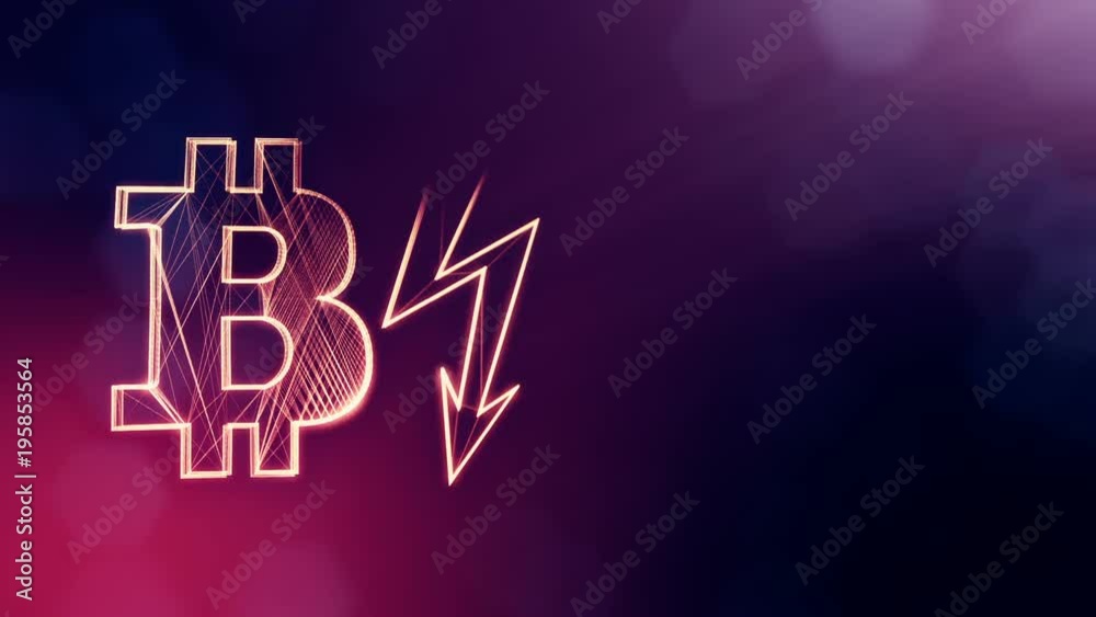 bitcoin icon and lightning bolts. Financial background made of glow ...