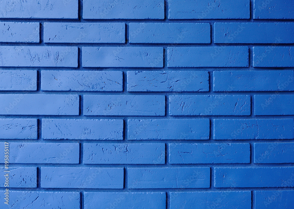 The brick wall is painted blue. Brick wall of blue color Stock Photo ...