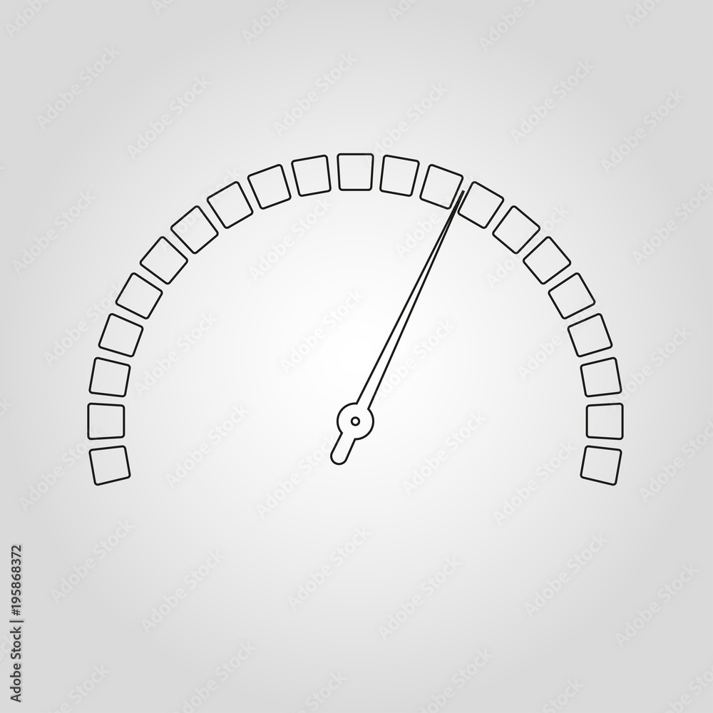 Meter and gauge outline icon. Speedometer and rpm meter line symbol ...