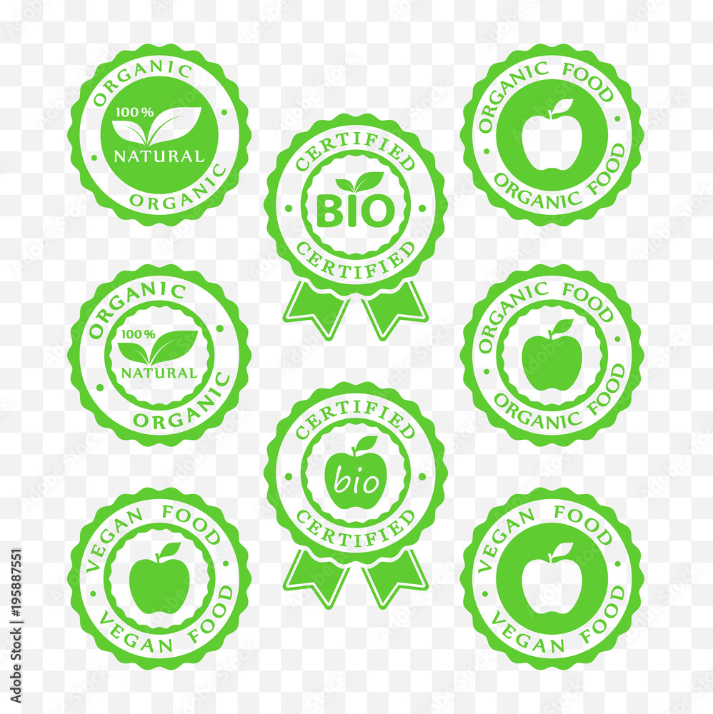 bio, vegan, organic food and products icon set, bio, vegan, organic ...