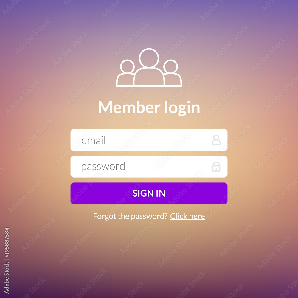 Login user interface. Sign in web element template window. Business website modern ui Stock ...