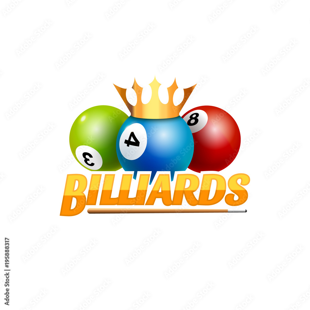 Poolroom billiards game logo icon. Billiards club template emblem ...