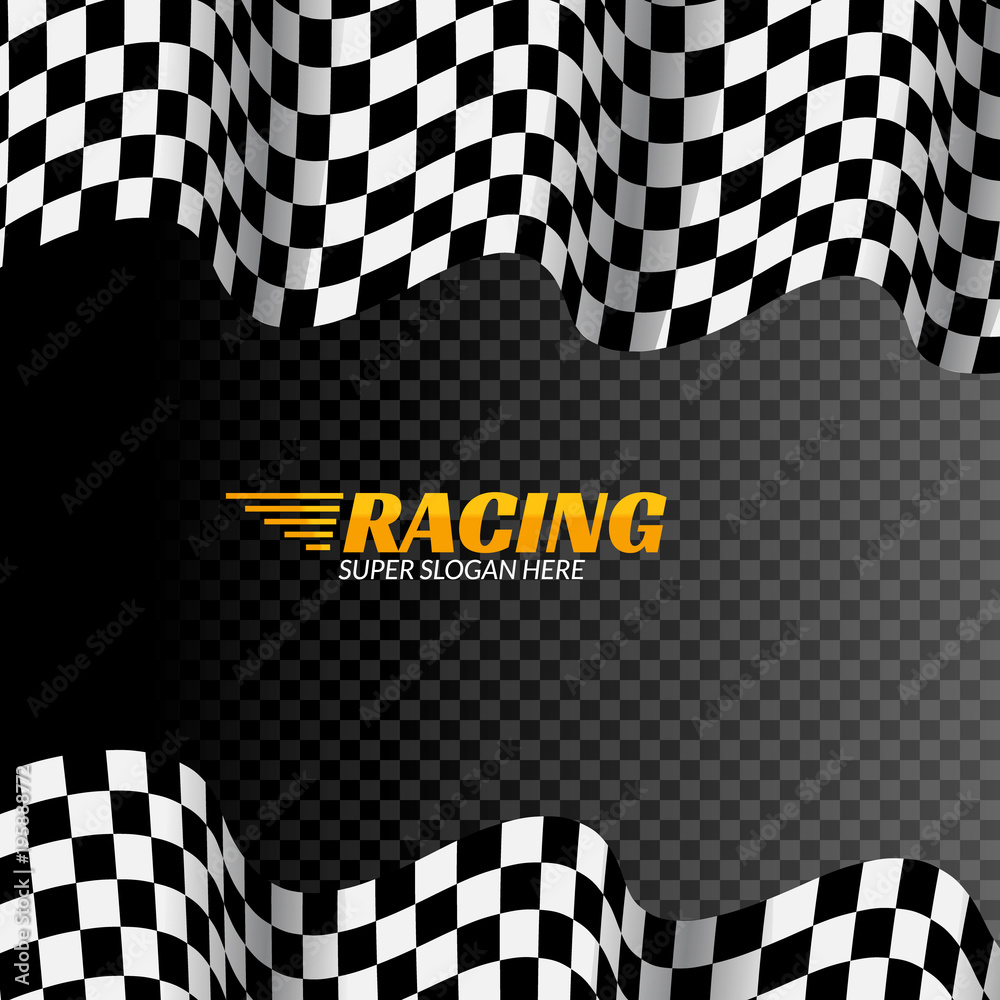 Racing background with race flag, vector sport design banner or poster ...