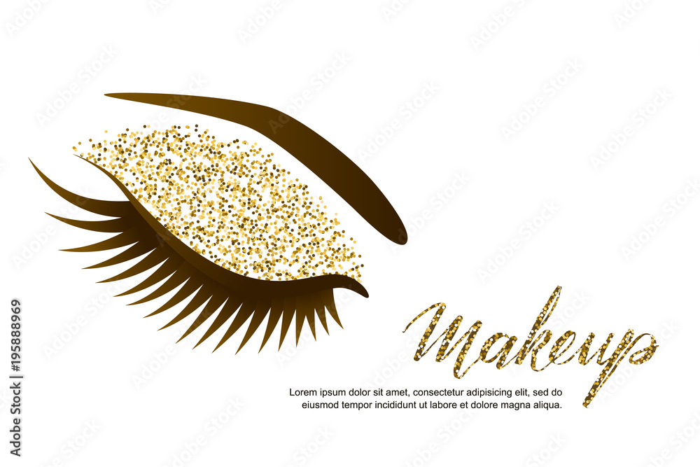 Vector illustration of beautiful female eye with long eyelashes and ...