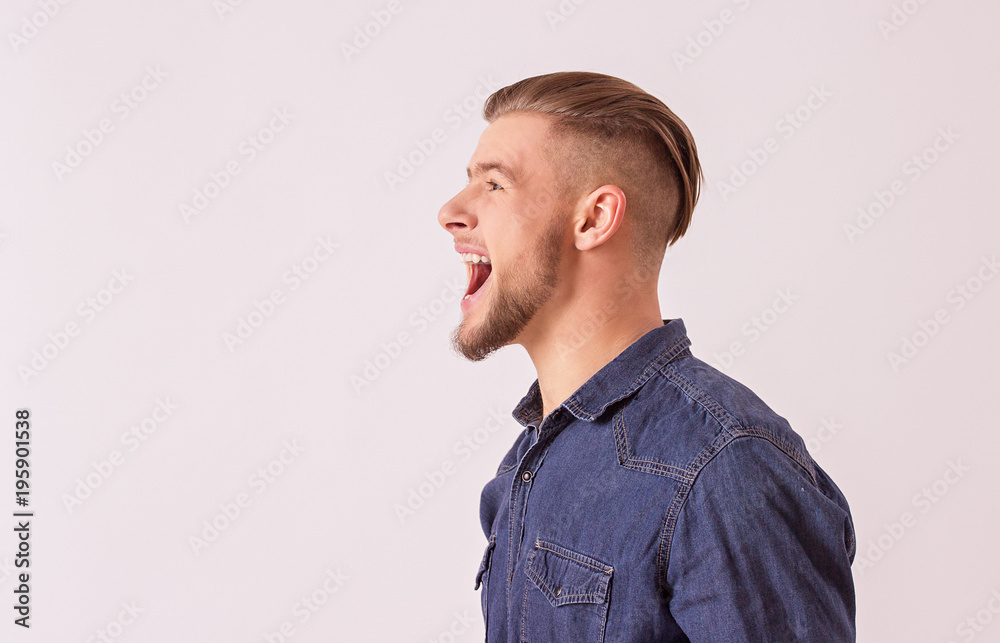 Man Yelling Side View
