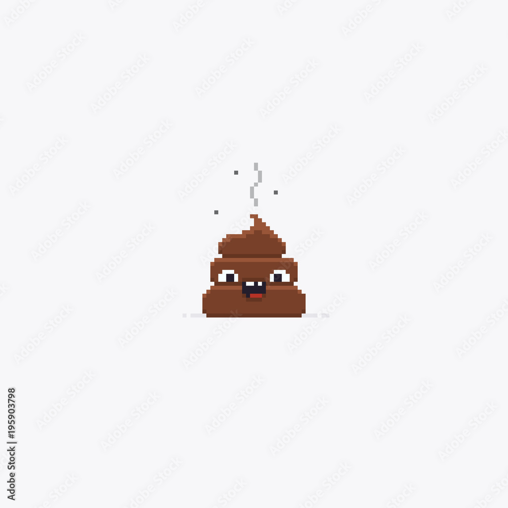 Pixel art stinky poop character isolated on white background Stock ...