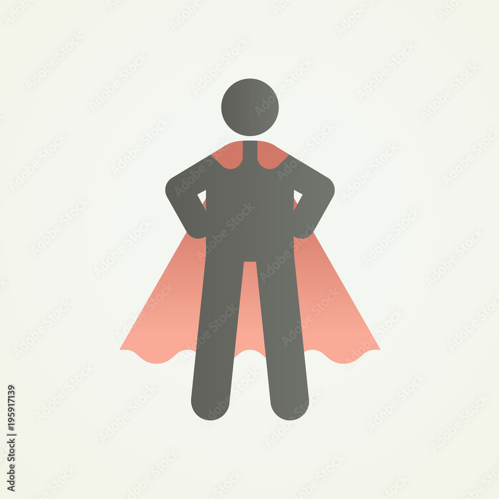 Stickman character figure with superhero pose and cape. Vector ...