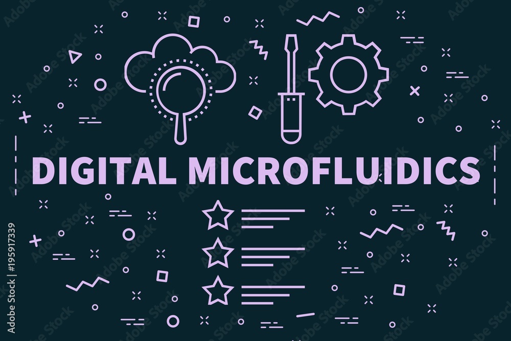 Conceptual business illustration with the words digital microfluidics ...