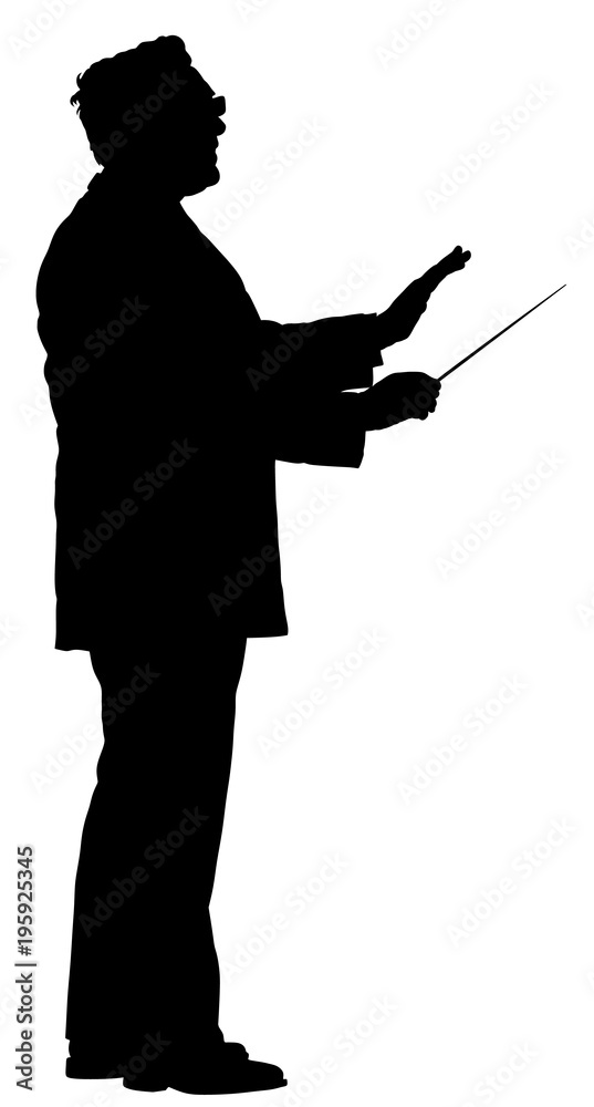 Music conductor vector silhouette illustration isolated on white ...