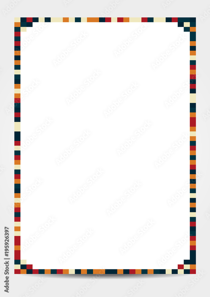 Modern A4 paper colorful rectangles (retro muted colors of blue, yellow ...