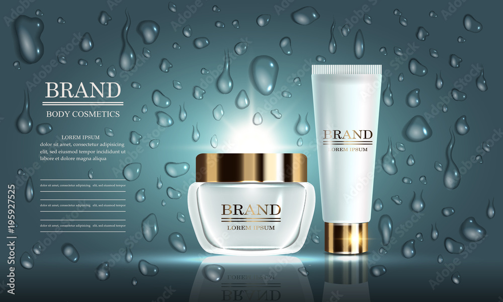 Cosmetics beauty series, set of premium cream for skin care and drops ...