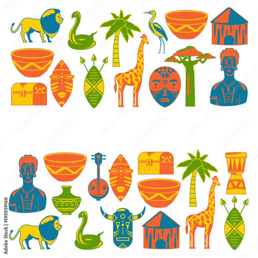 African banners. Africa icons and design elements for banners, posters ...