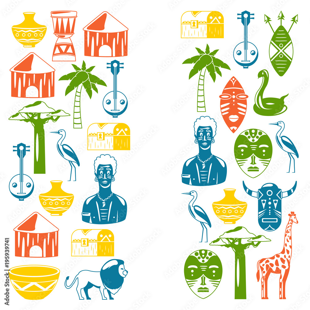 African banners. Africa icons and design elements for banners, posters ...