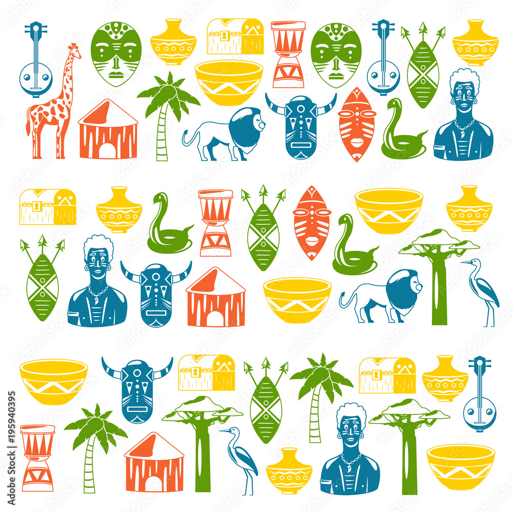 African banners. Africa icons and design elements for banners, posters ...