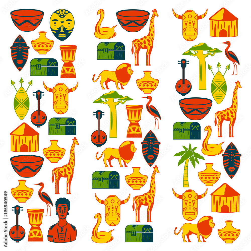 African banners. Africa icons and design elements for banners, posters ...