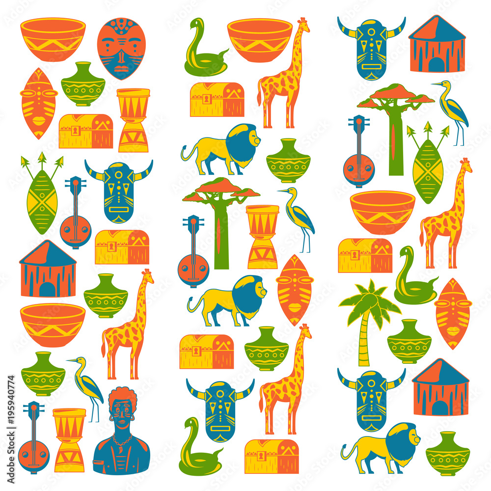 African banners. Africa icons and design elements for banners, posters ...