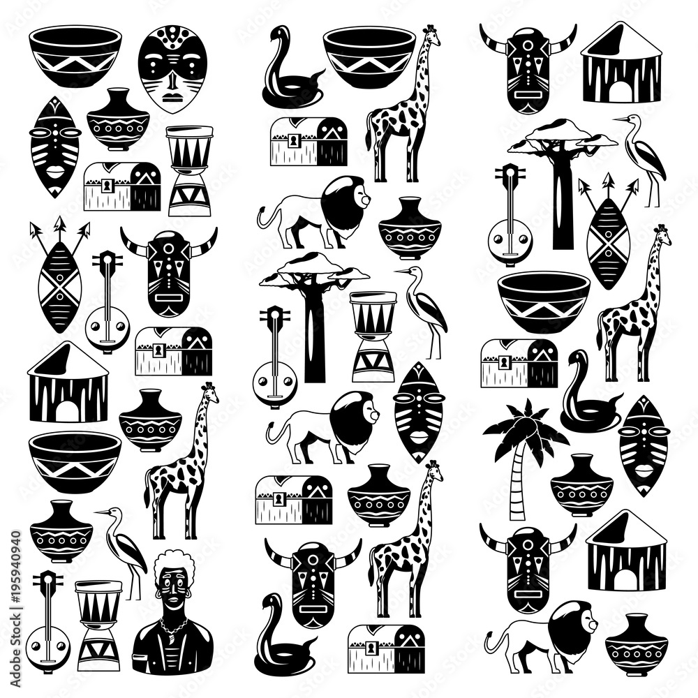 African banners. Africa icons and design elements for banners, posters ...