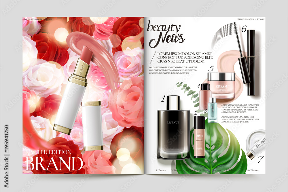 Cosmetic magazine template Stock Vector | Adobe Stock