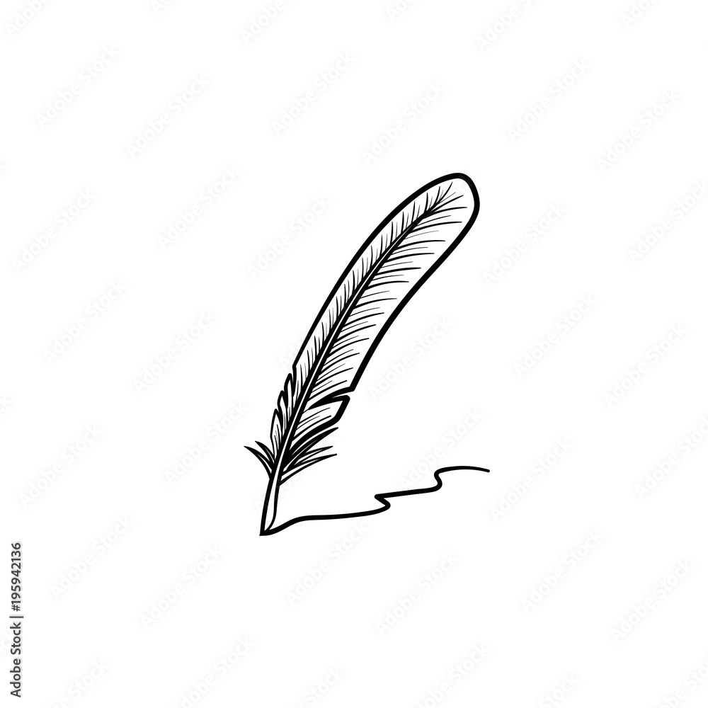 Writing feather hand drawn outline doodle icon Stock Vector | Adobe Stock