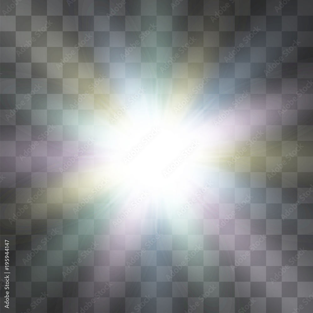 Vector light effect with dim rainbow nimbus. Star soffit, projector ...